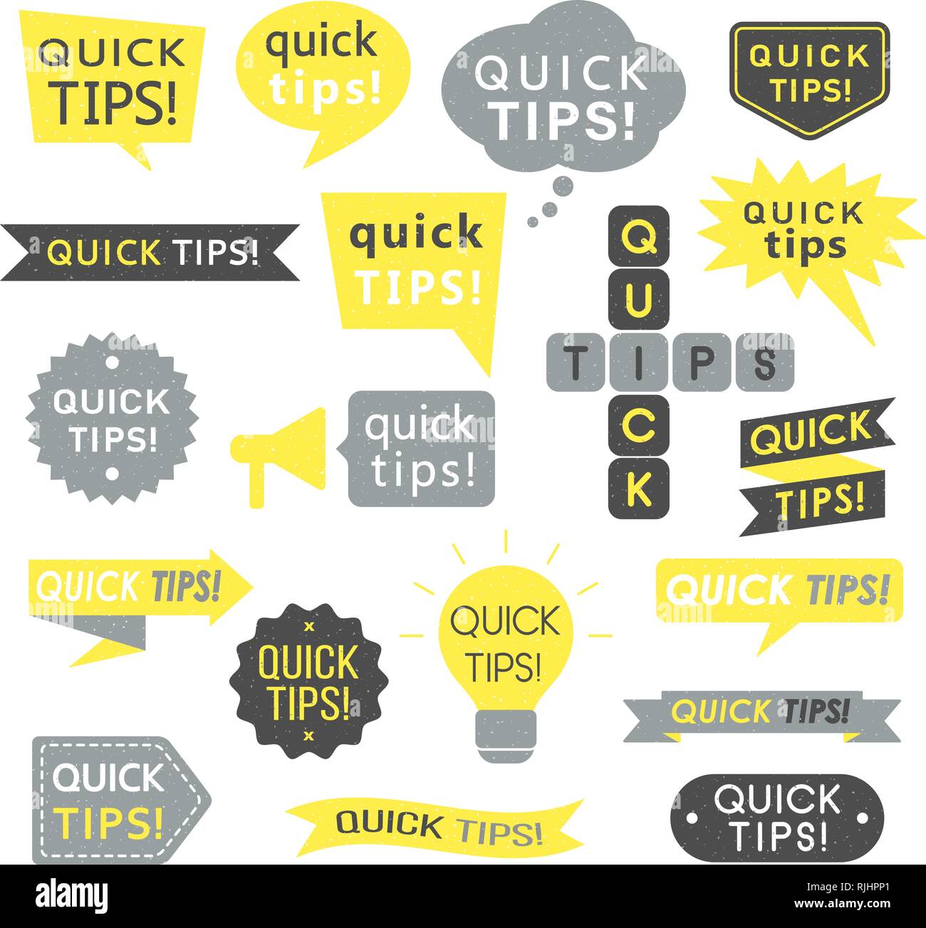 Advice, quick tips, helpful tricks and suggestions logos, emblems and ...