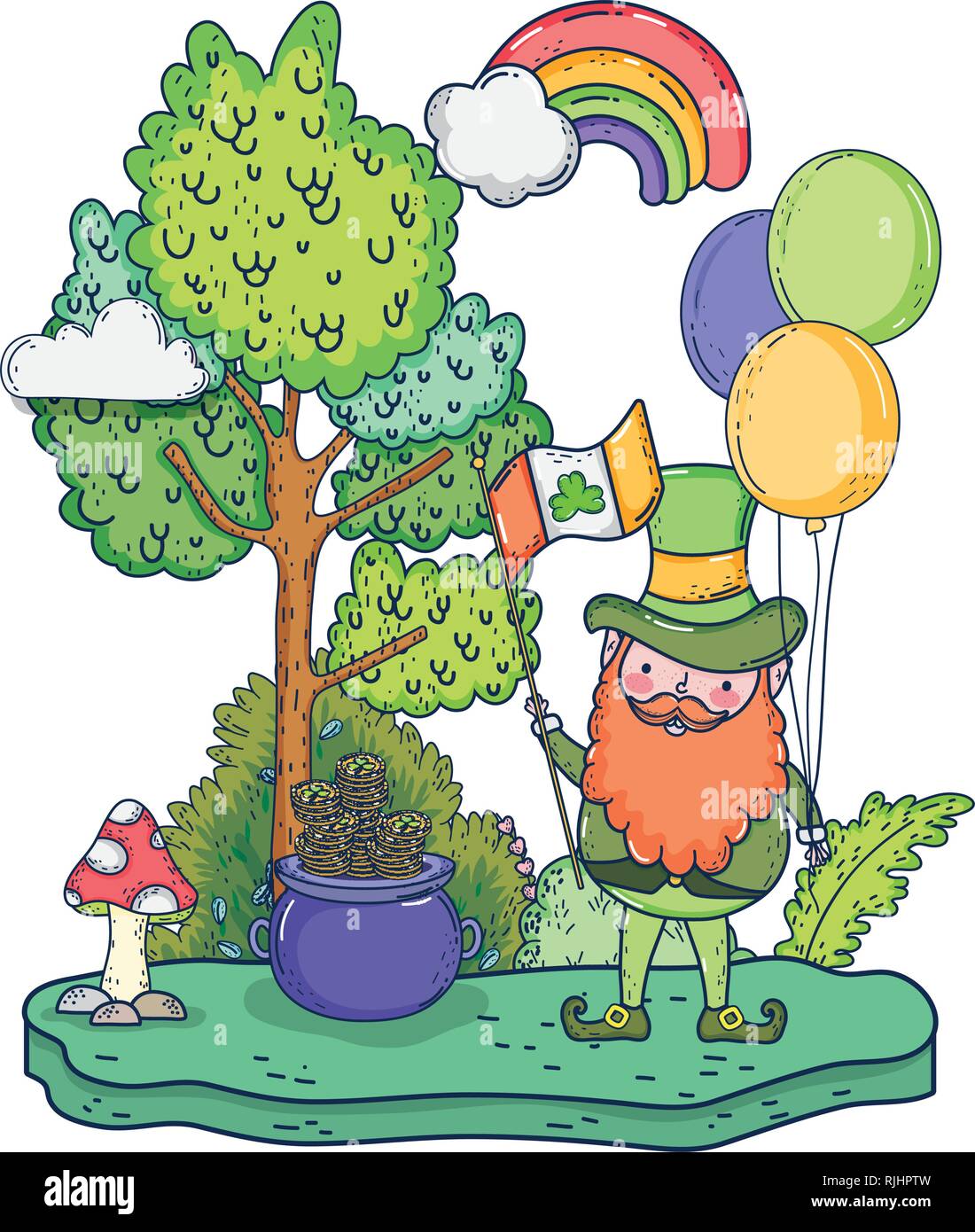 st patricks day leprechaun with rainbow Stock Vector Image & Art - Alamy