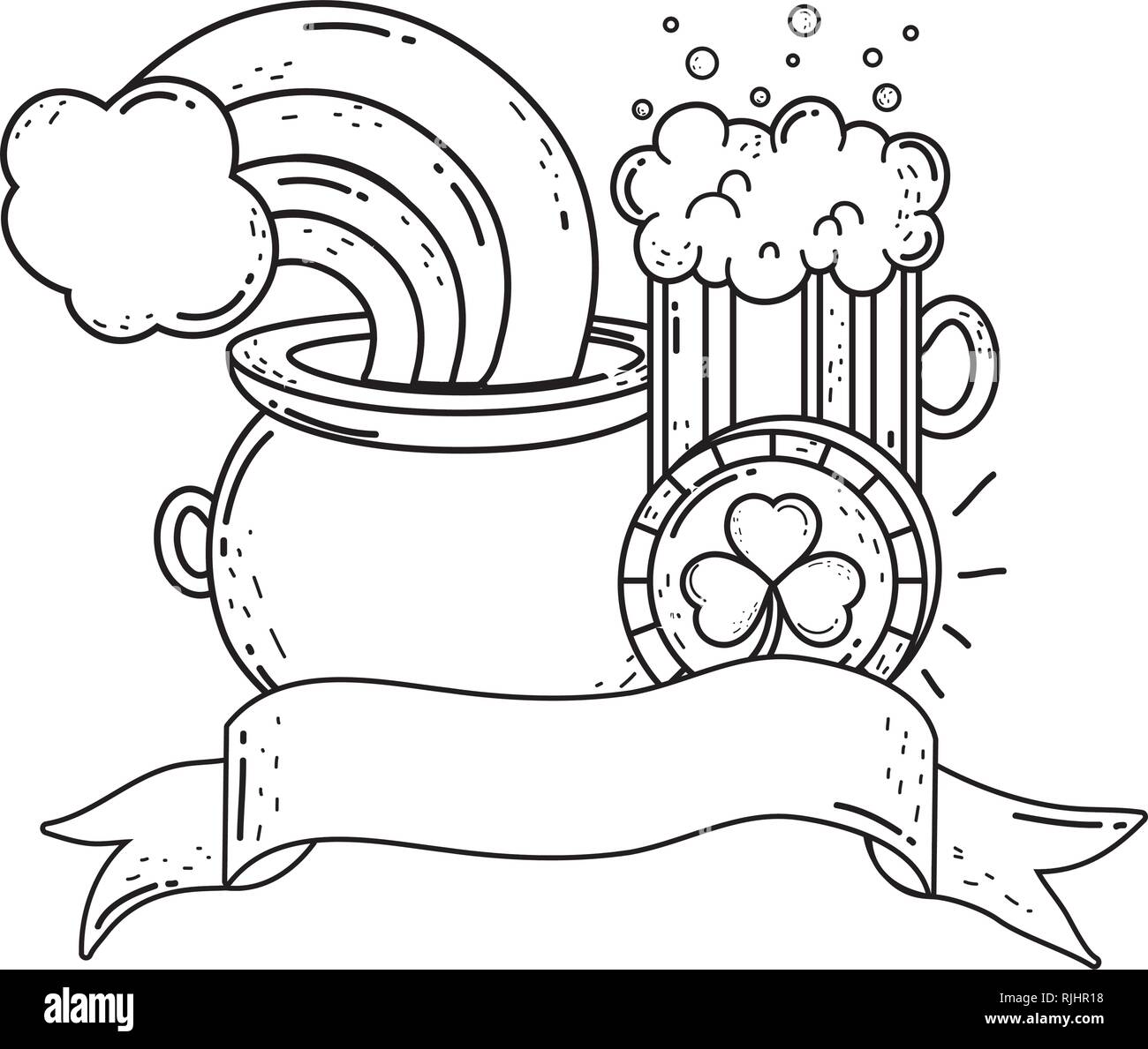 Saint patrick celebration beer Black and White Stock Photos & Images ...