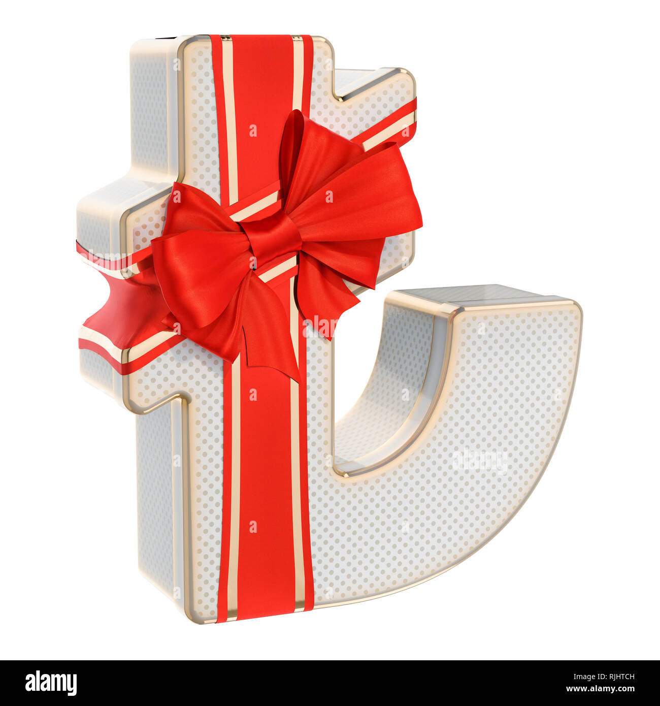 Lira symbol from gift box with red ribbon bow, 3D rendering Stock Photo ...