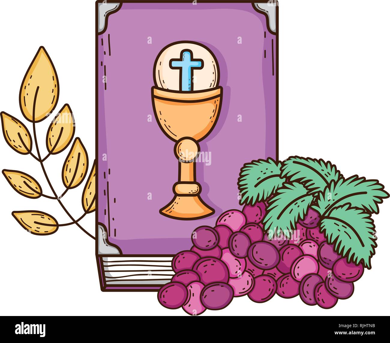 holy bible book with grapes fruits Stock Vector Image & Art - Alamy