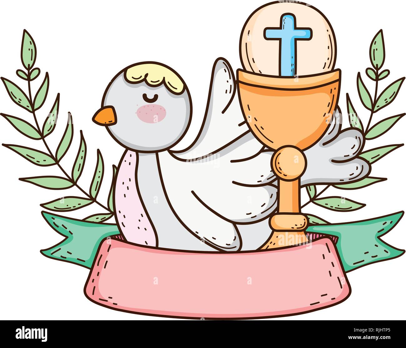 sacred chalice religious with dove bird Stock Vector Image & Art - Alamy