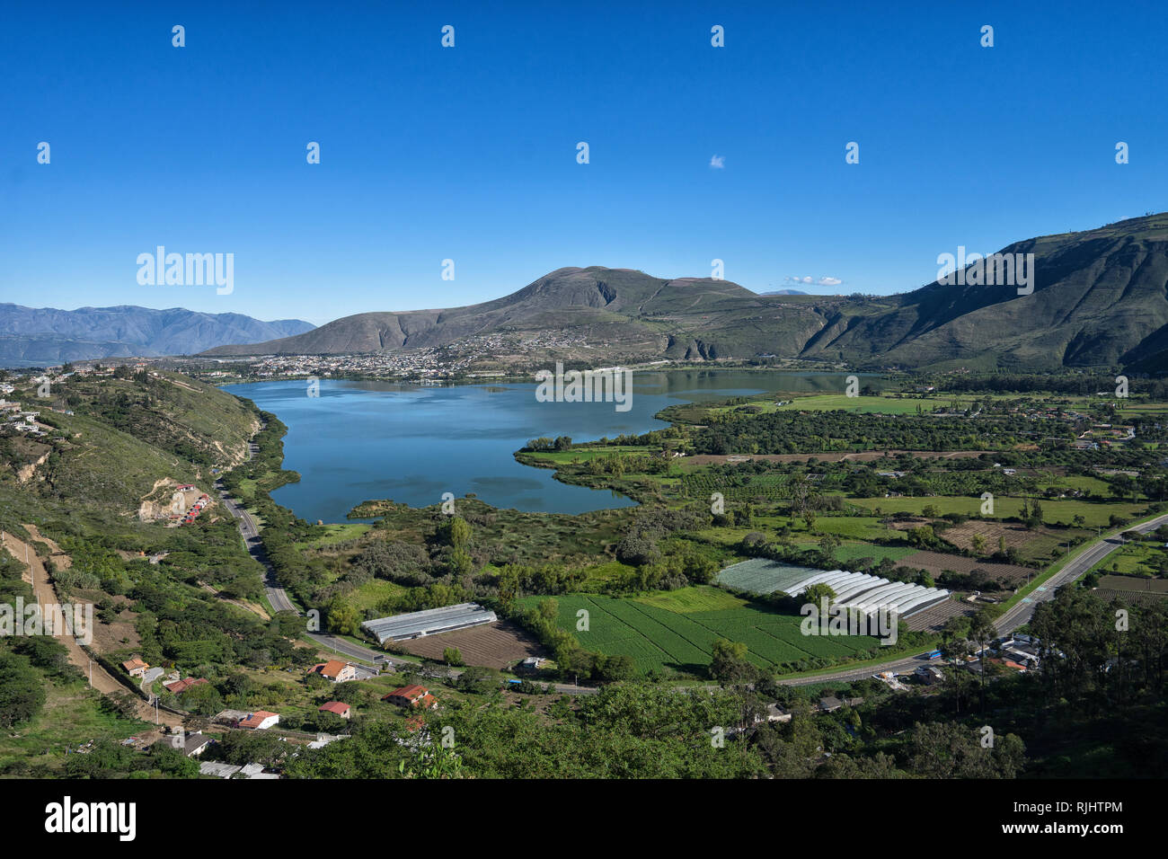 the Yahuarcocha Lake seen from above in Ibarra Ecuador Stock Photo - Alamy