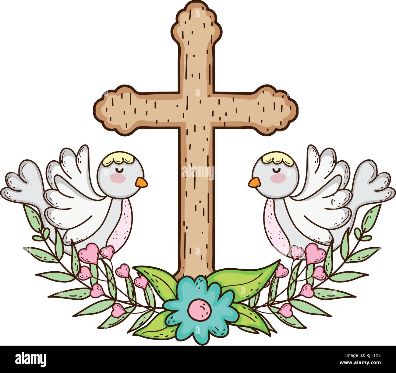 cute doves birds with cross Stock Vector Image & Art - Alamy