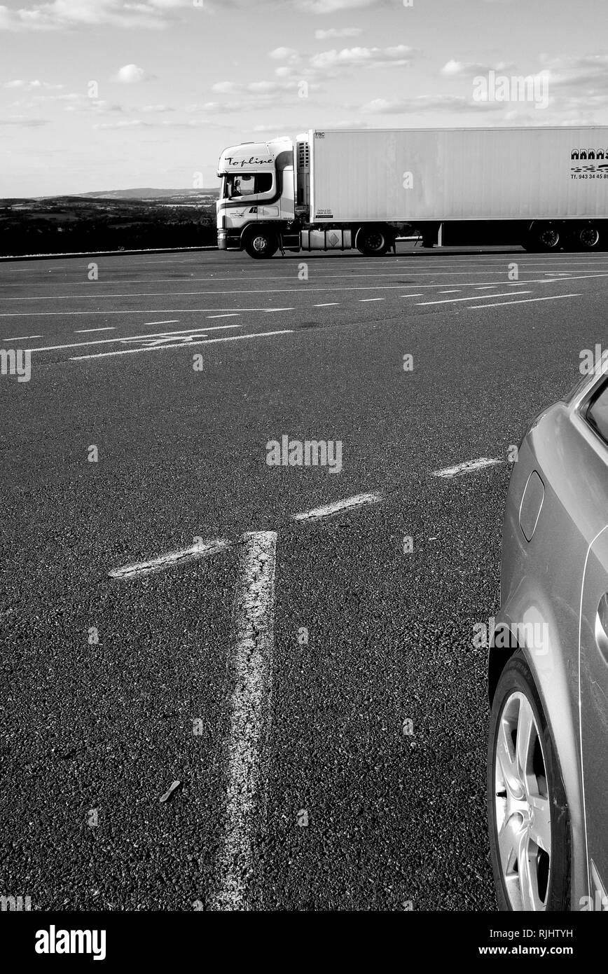 Highway rest area, A71, Massif-Central, France Stock Photo - Alamy