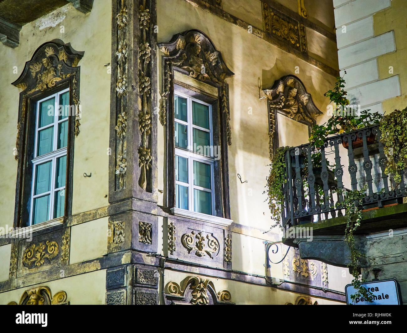 Baroque facade of a typical European building. Turin, Piedmont, Italy ...