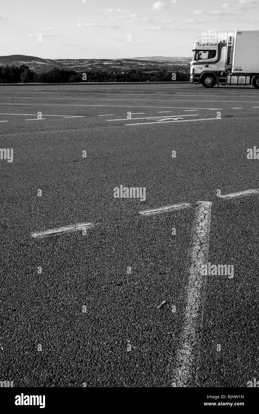 Highway rest area, A71, Massif-Central, France Stock Photo - Alamy