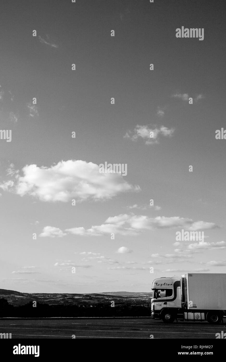 Highway rest area, A71, Massif-Central, France Stock Photo - Alamy