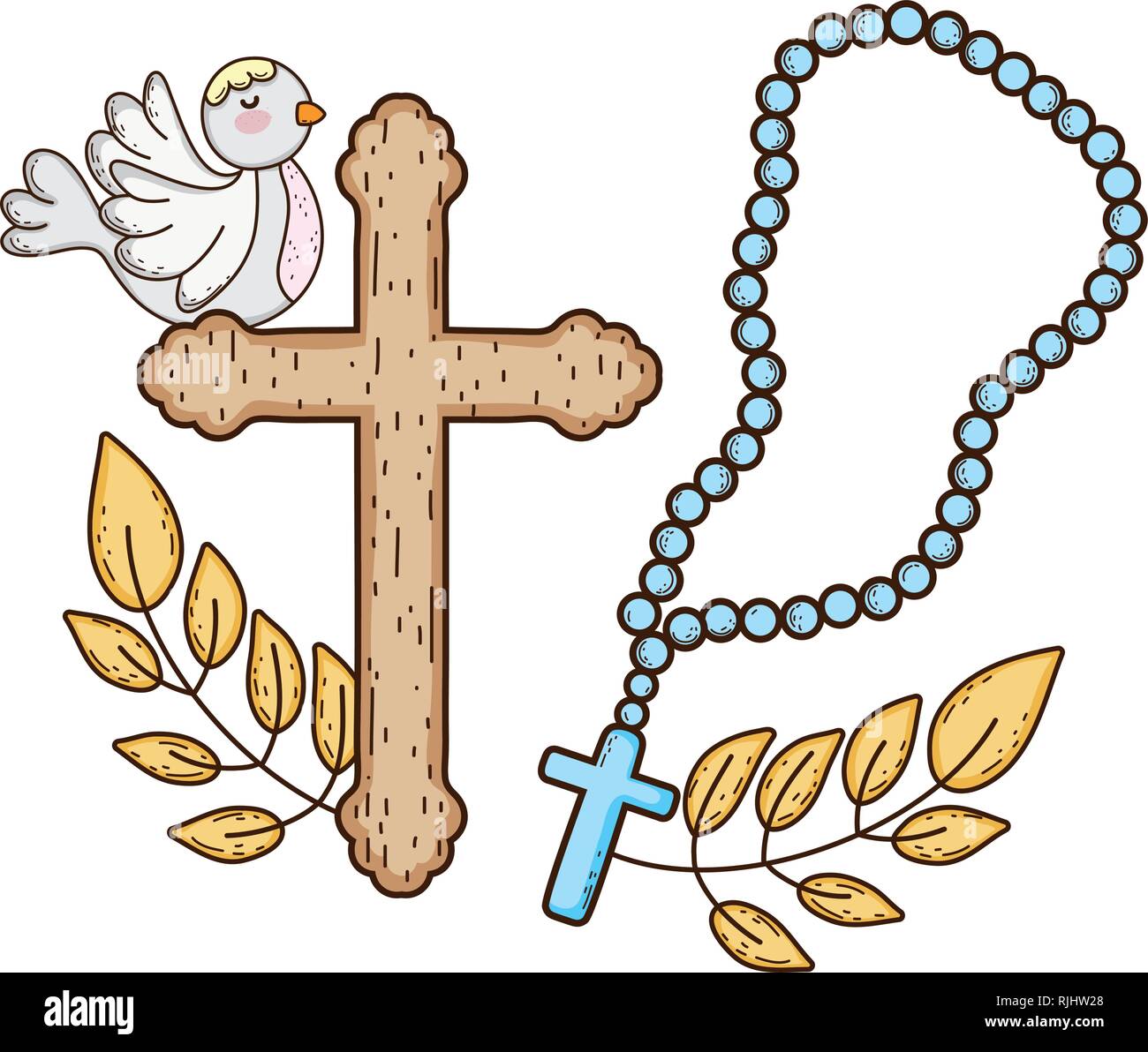 cute doves birds with cross Stock Vector Image & Art - Alamy
