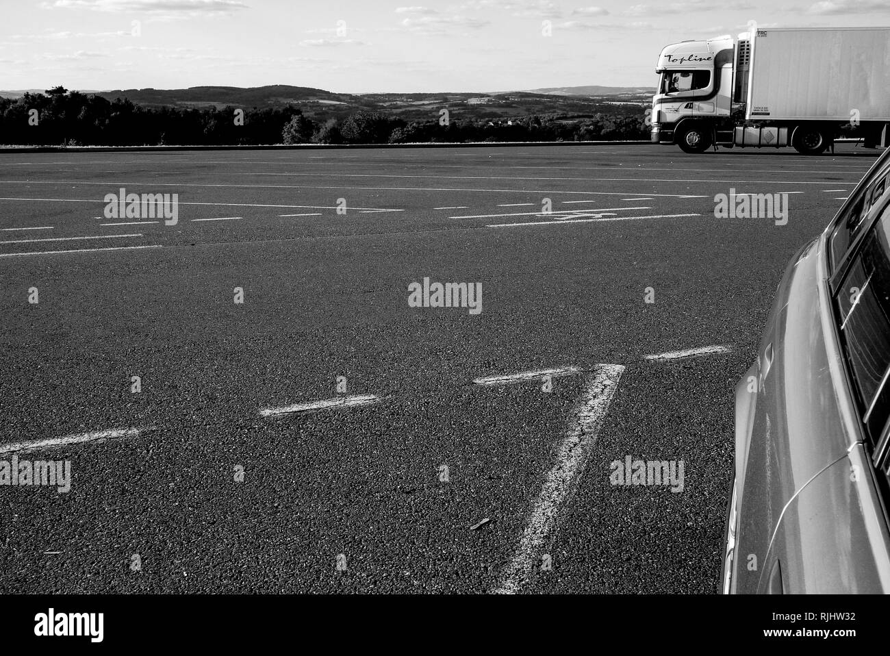 Highway rest area, A71, Massif-Central, France Stock Photo - Alamy