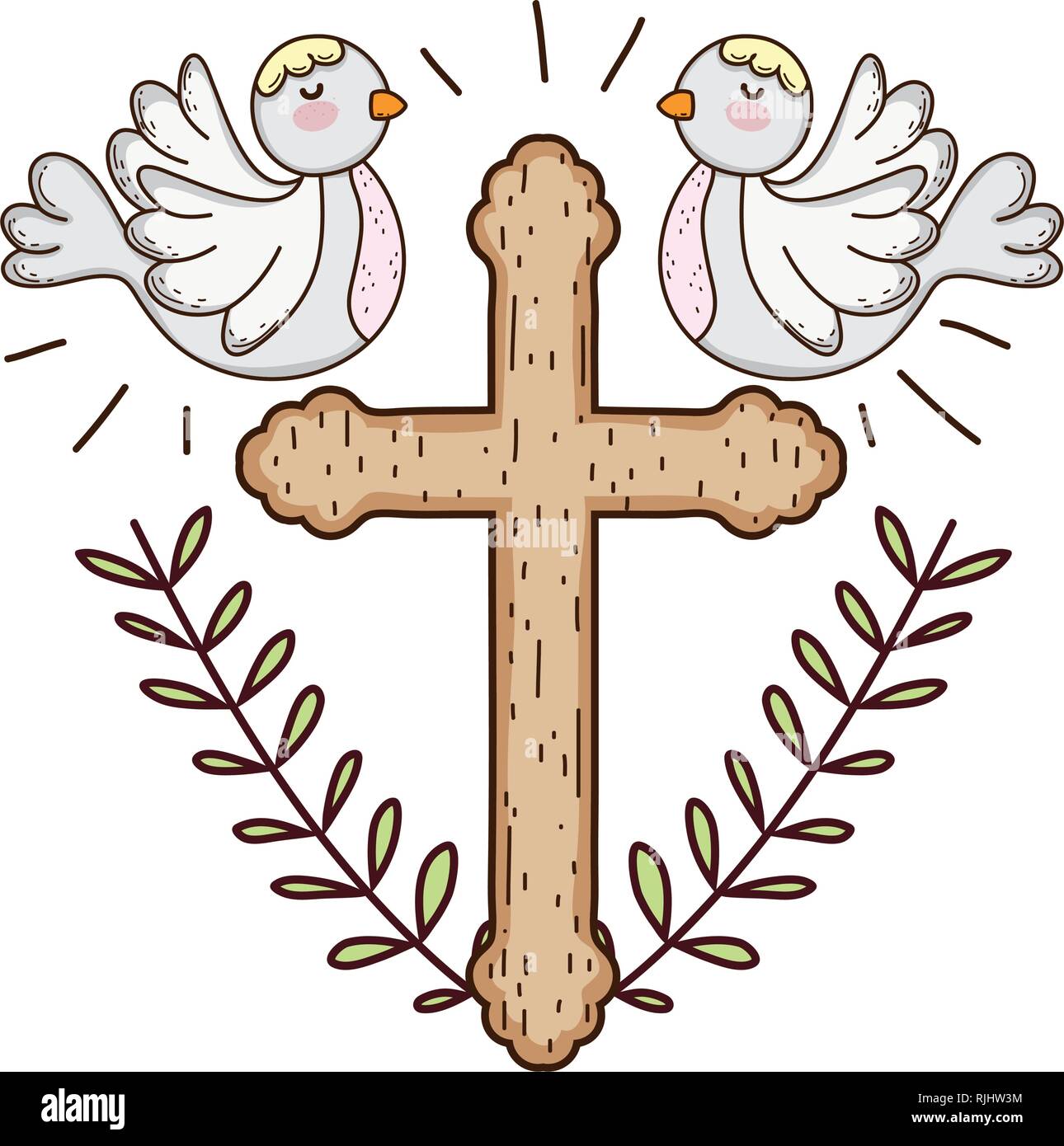 Doves and cross Stock Vector Images - Alamy