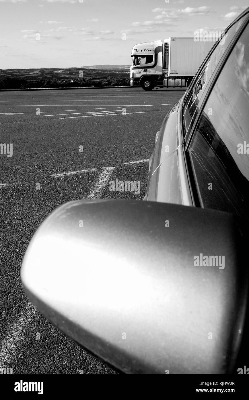 Highway rest area, A71, Massif-Central, France Stock Photo - Alamy