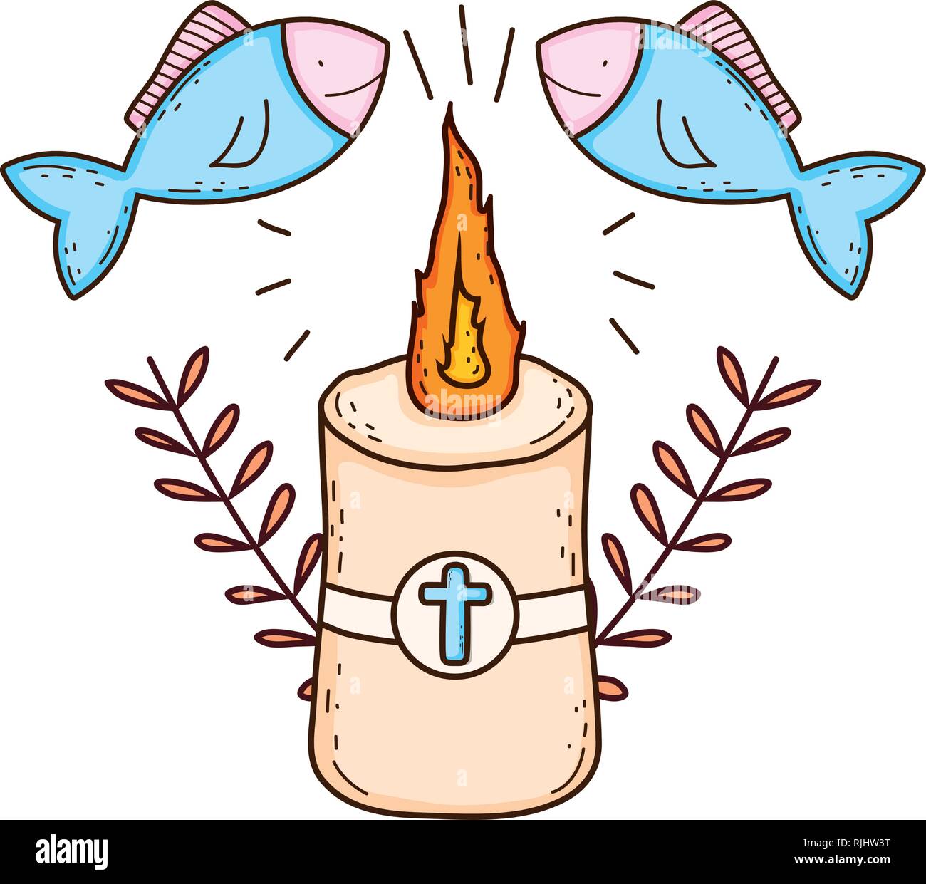 Paschal candle sacred with fishes Stock Vector Image & Art - Alamy