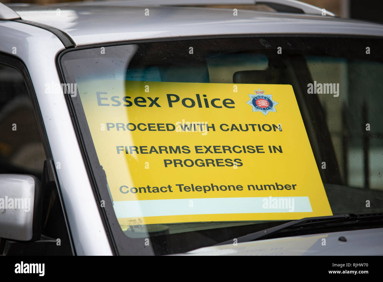 Essex Police proceed with caution firearms exercise in progress sign in ...