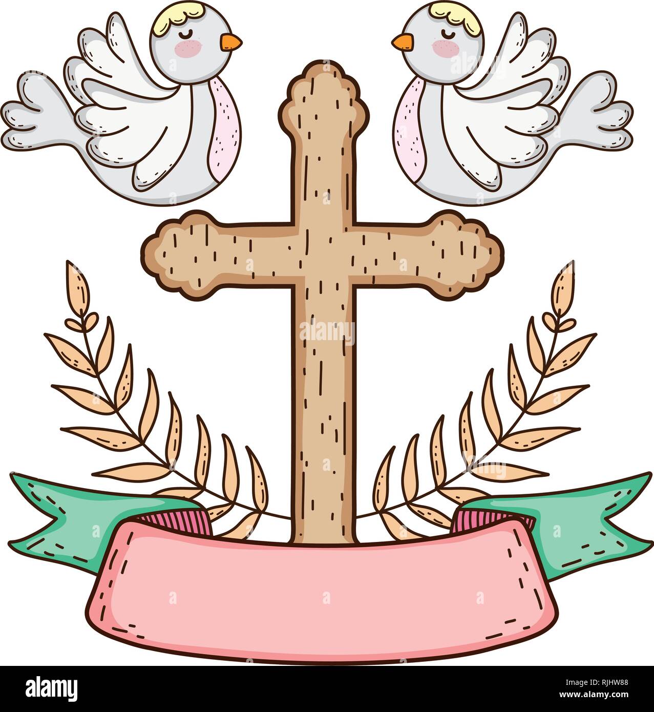 cute doves birds with cross Stock Vector Image & Art - Alamy