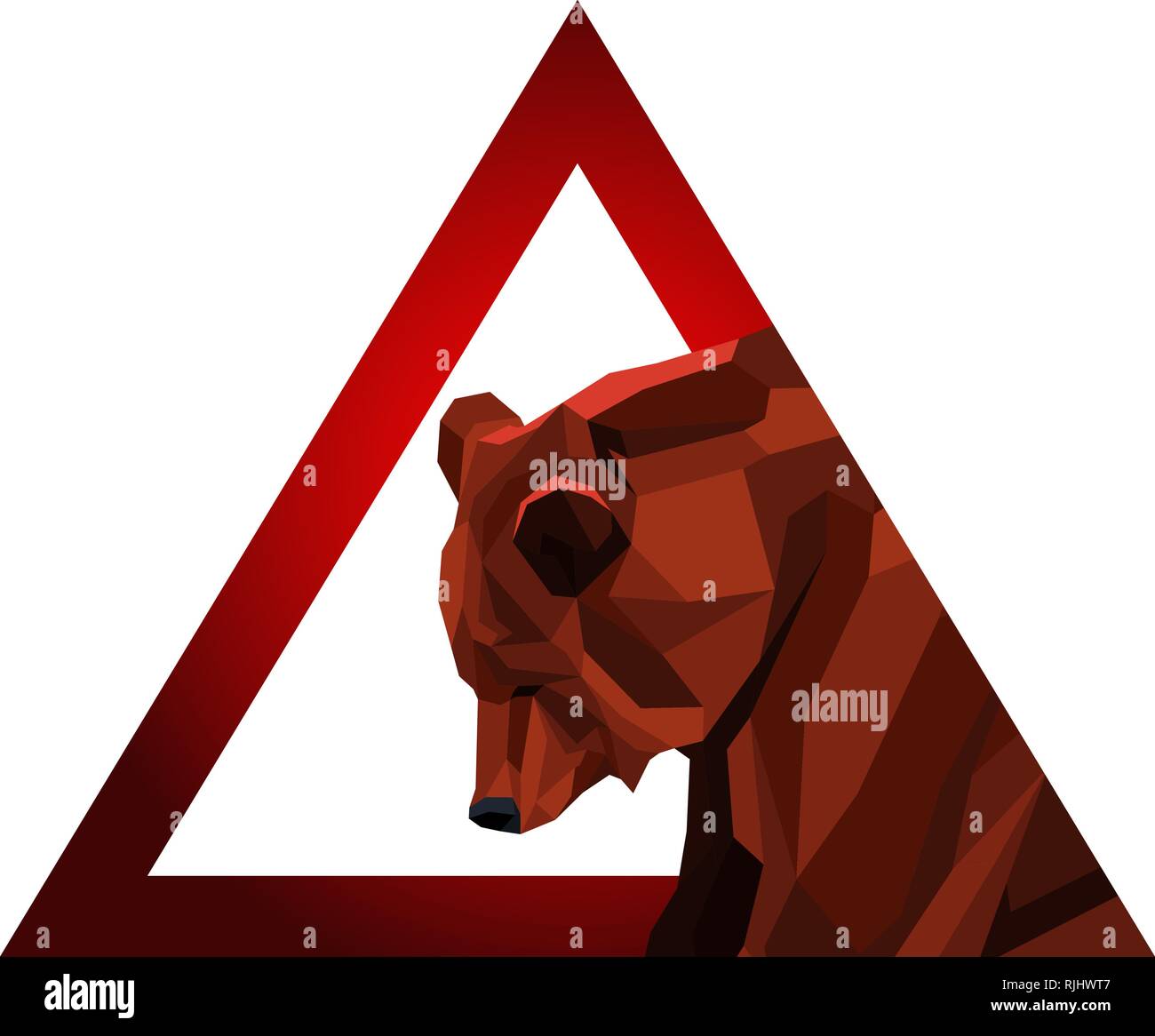 Vector Illustration. Warning Sign with Low Poly Bear Stock Vector Image ...