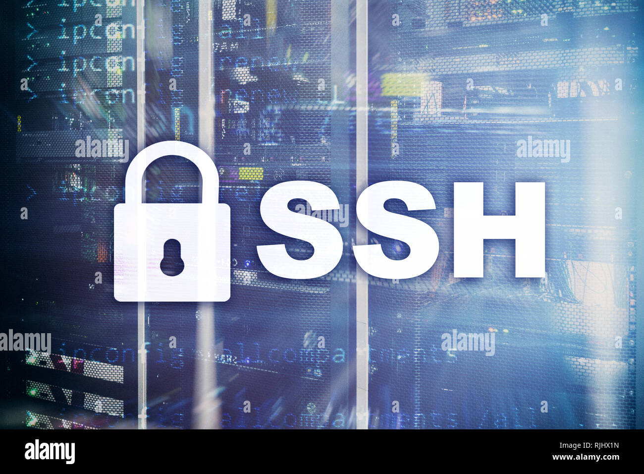 SSH, Secure Shell protocol and software. Data protection, internet and ...