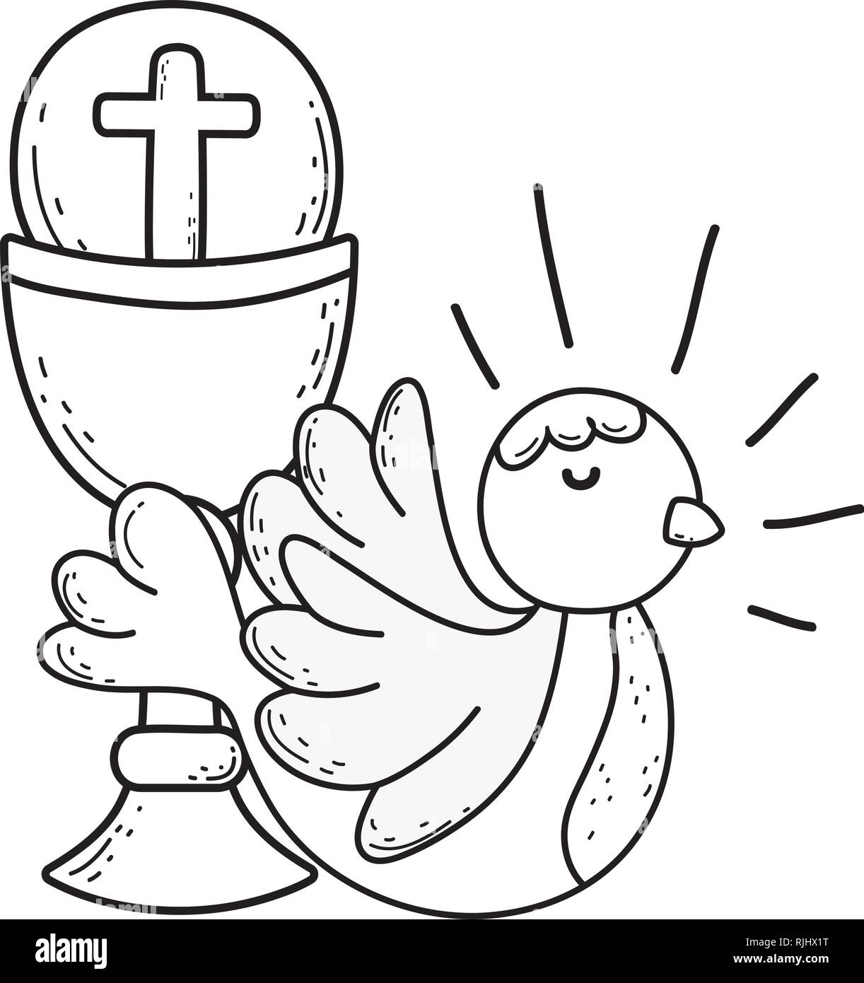sacred chalice religious with dove bird Stock Vector Image & Art - Alamy