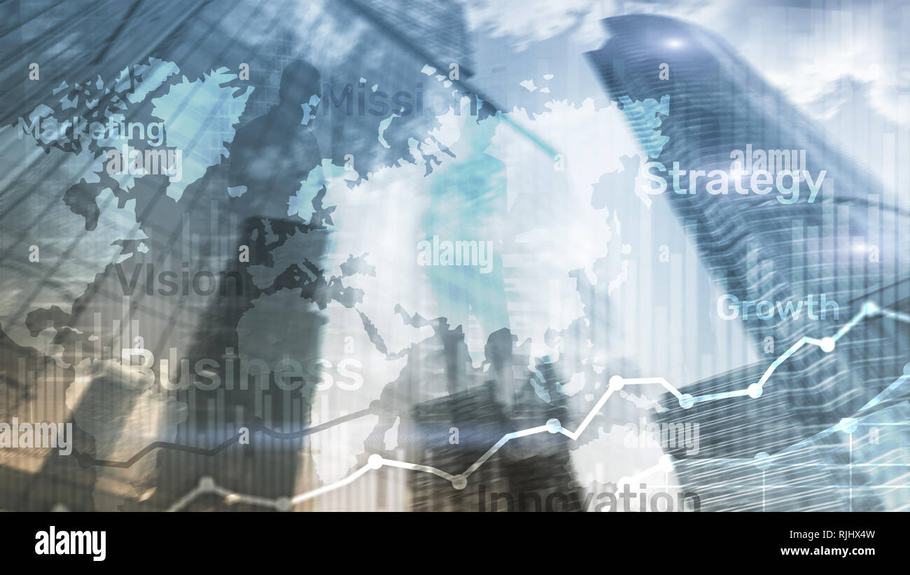 Business abstract background double exposure graph, chart and diagram ...