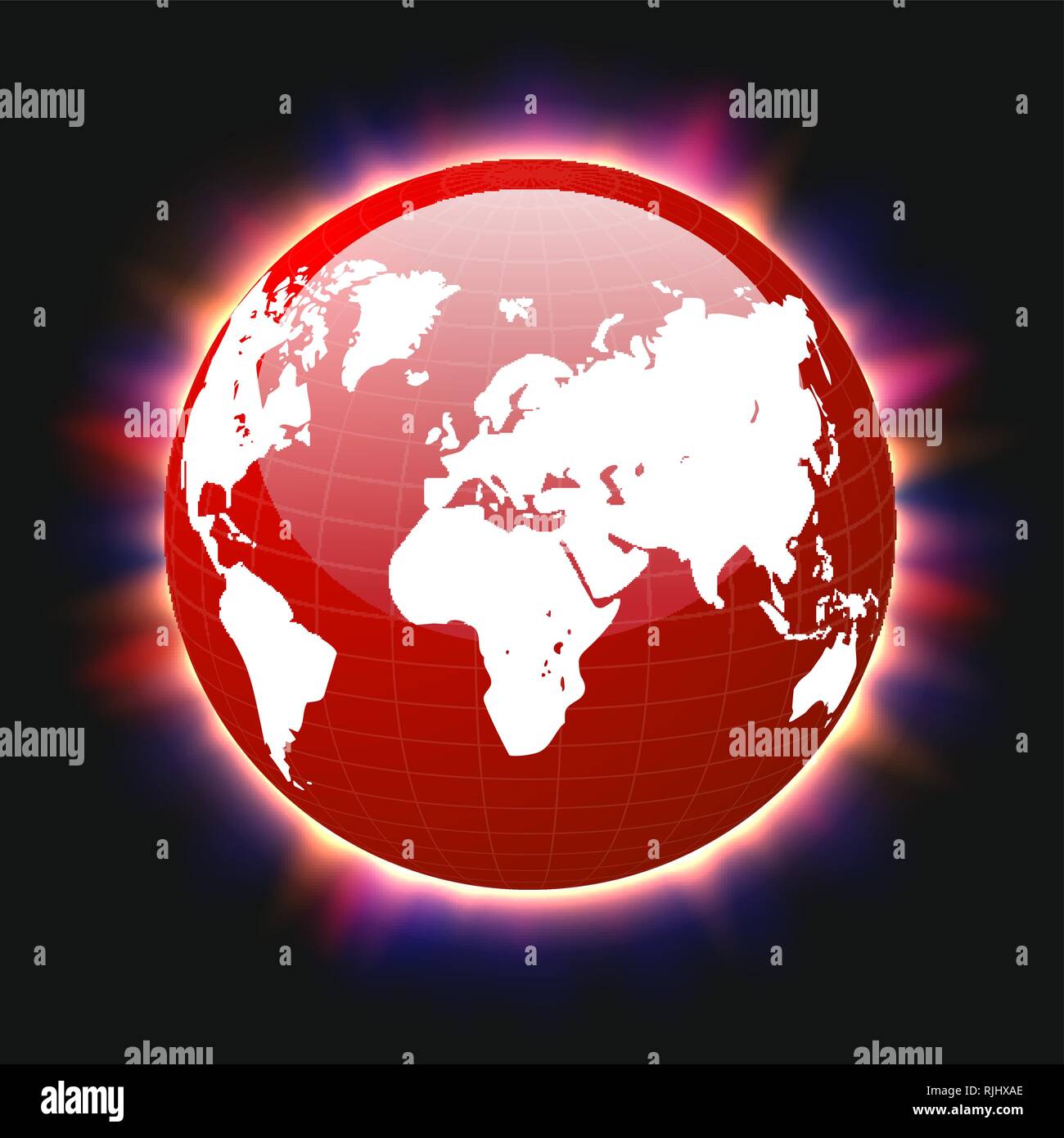 Red planet earth and world map colorful light beams, vector, illustration, eps file Stock Vector ...