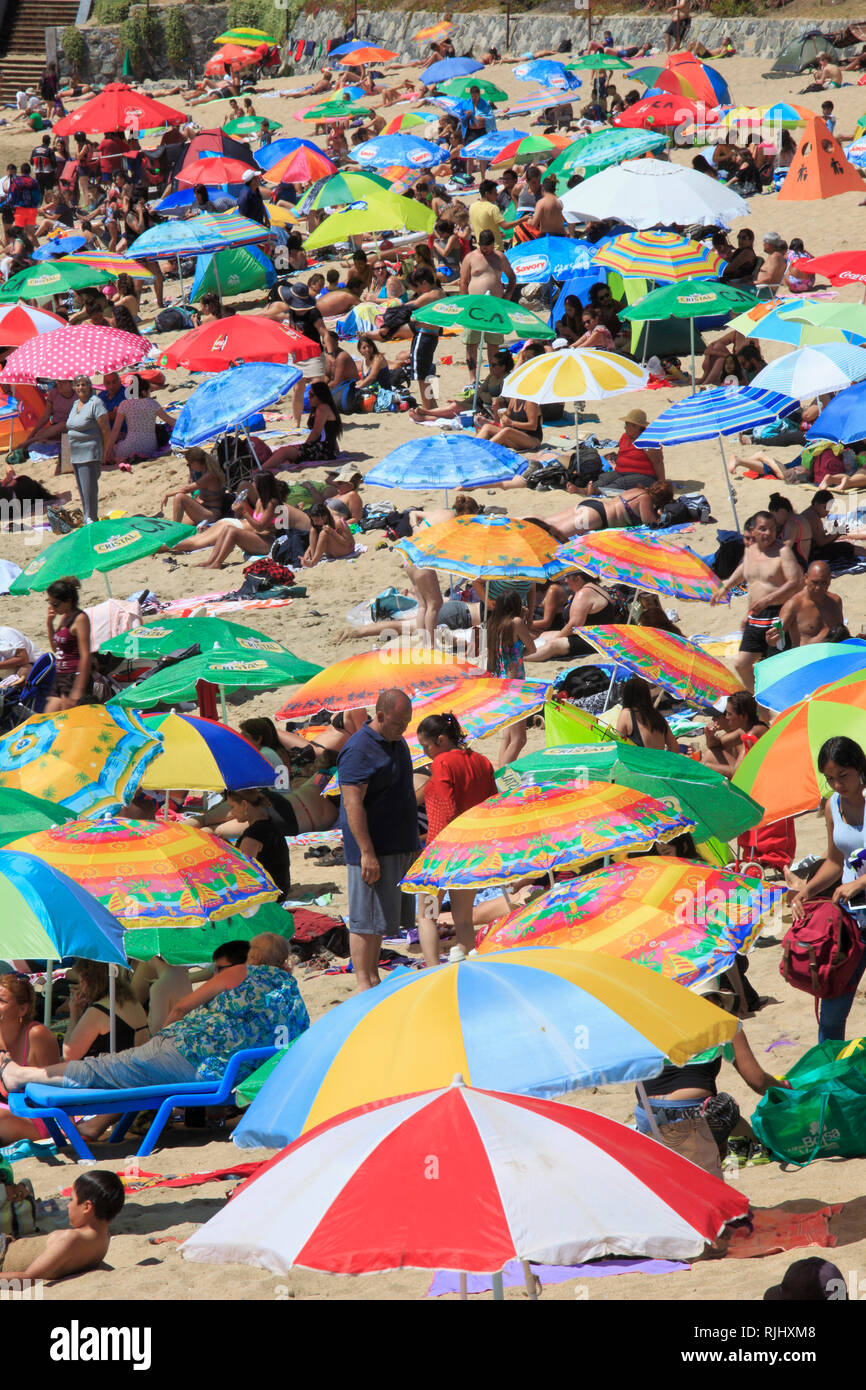 Chile, Vina del Mar, Caleta Abarca Beach, people, holiday Stock Photo ...