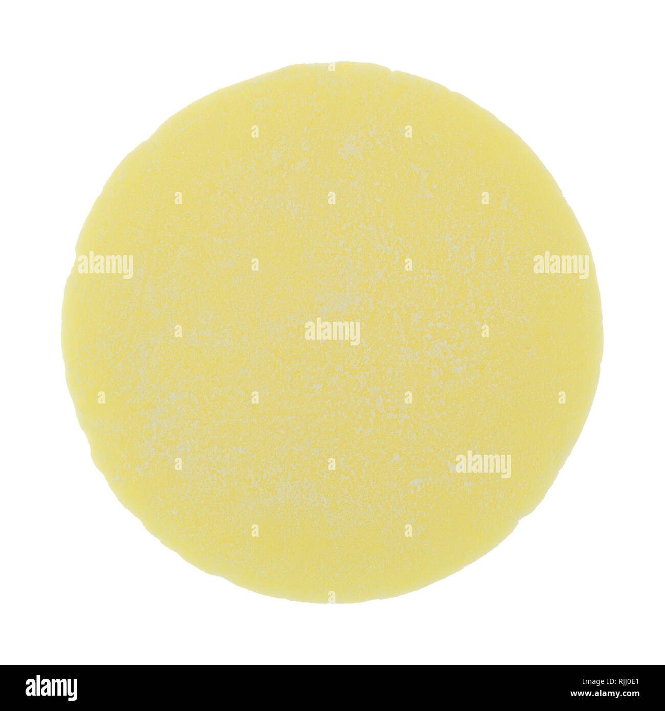 Top view of a single round yellow flavor candy wafer isolated on a ...