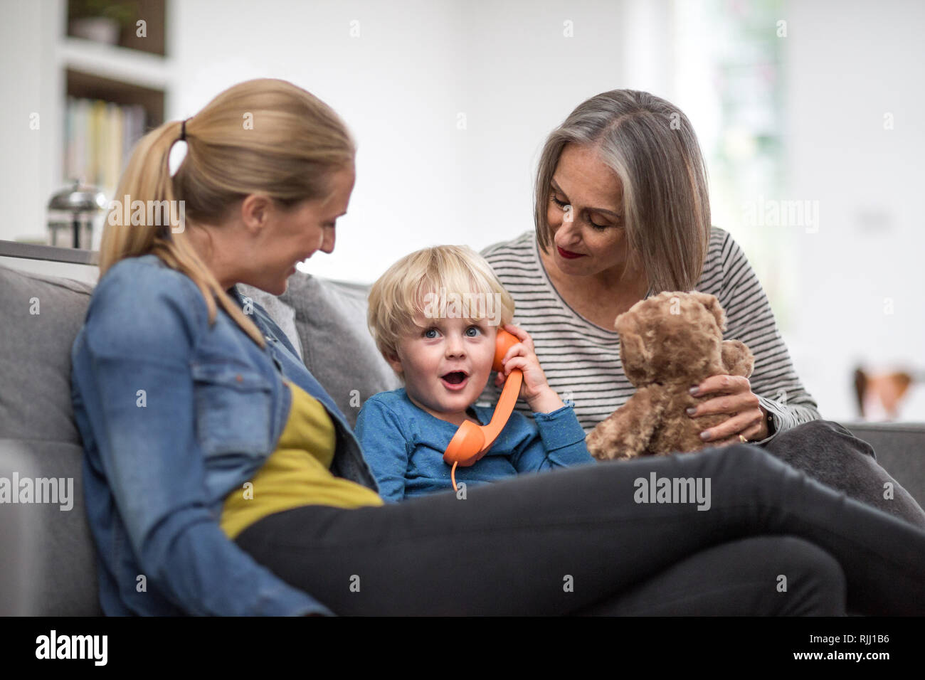 Boy grandmother talking hi-res stock photography and images - Alamy