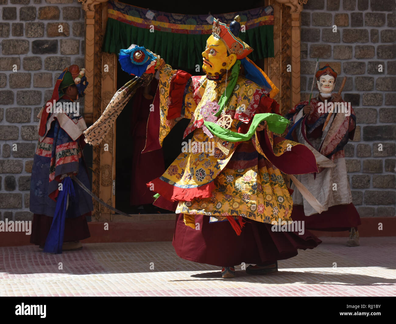 Buddhist mystery Dance Cham, a lama performs a dance in Mask of Shabala ...