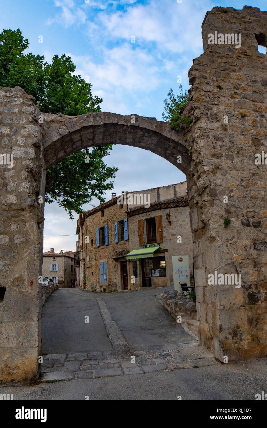 Lagrasse, France; June 2015: The medieval stone architecture and the ...