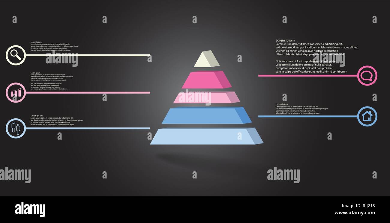 3D illustration infographic template. The embossed triangle is divided ...