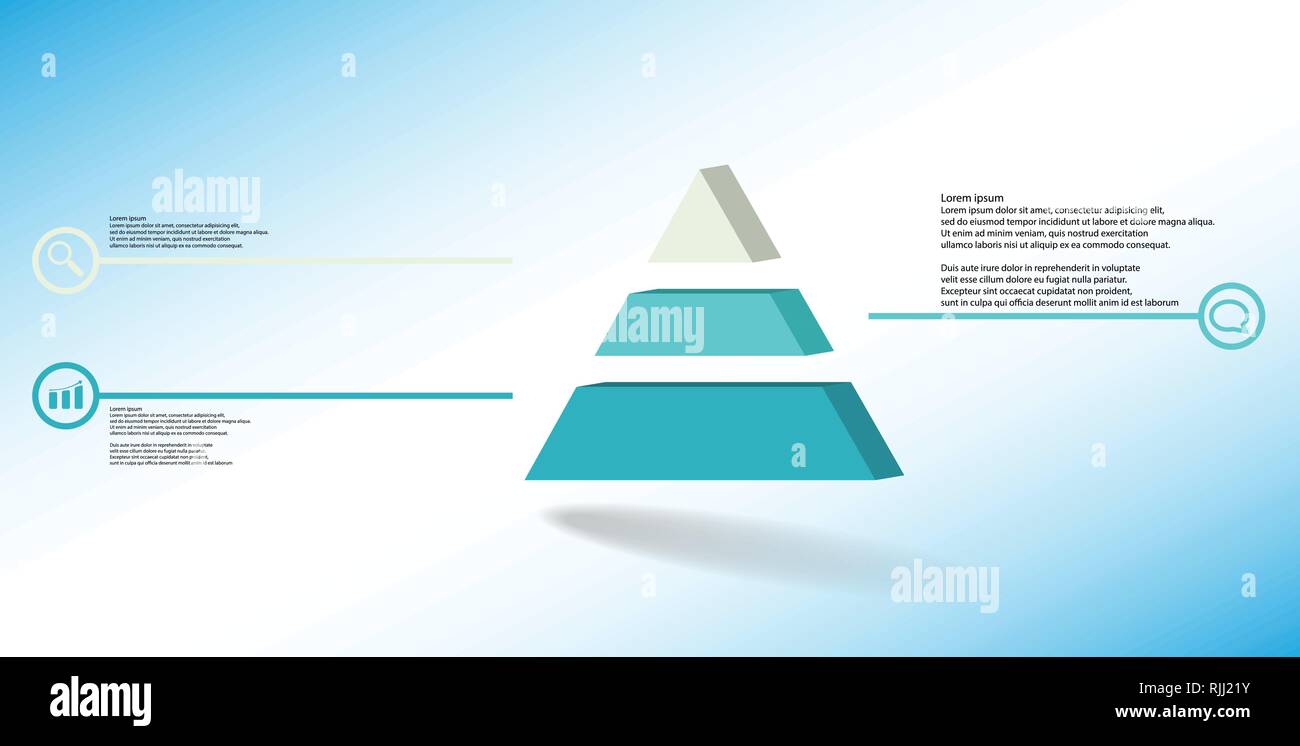 3D illustration infographic template. The embossed triangle is divided ...