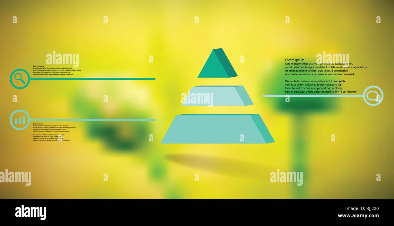 3D illustration infographic template. The embossed triangle is divided ...