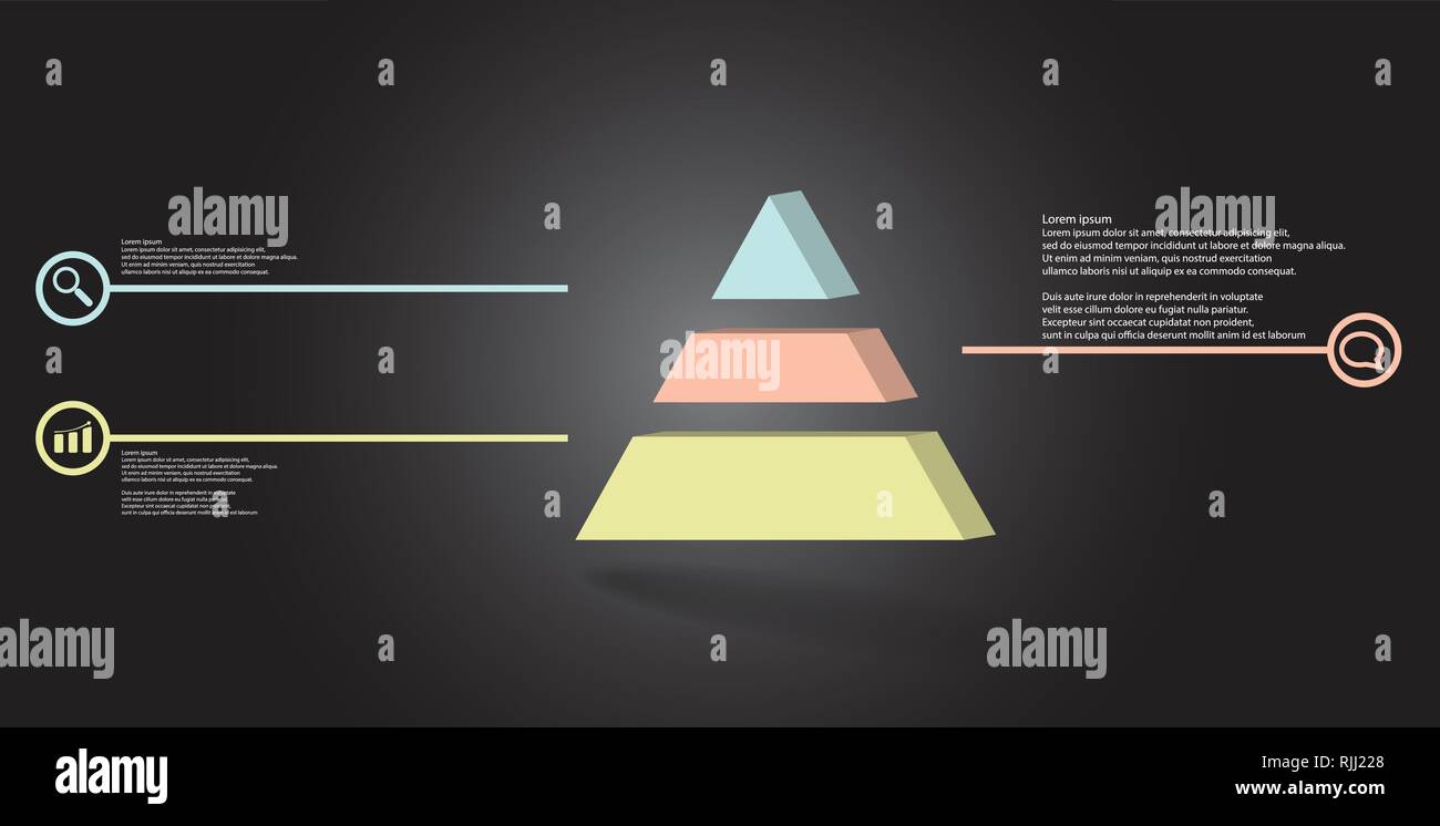 3D illustration infographic template. The embossed triangle is divided ...