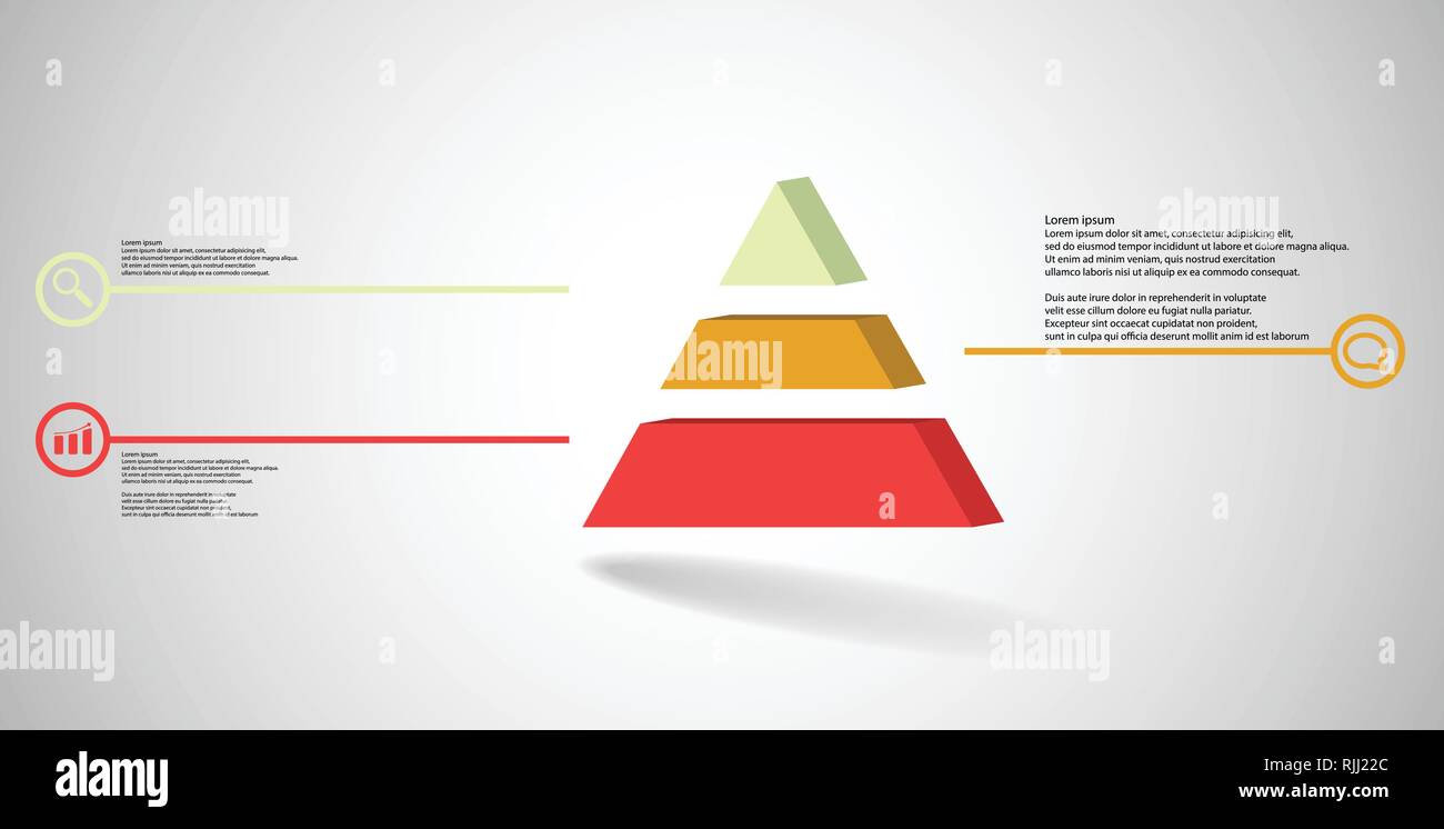3D illustration infographic template. The embossed triangle is divided ...