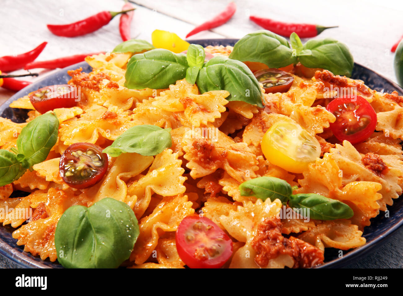 farfalle. Delicious creamy Italian penne pasta starter with pepper ...