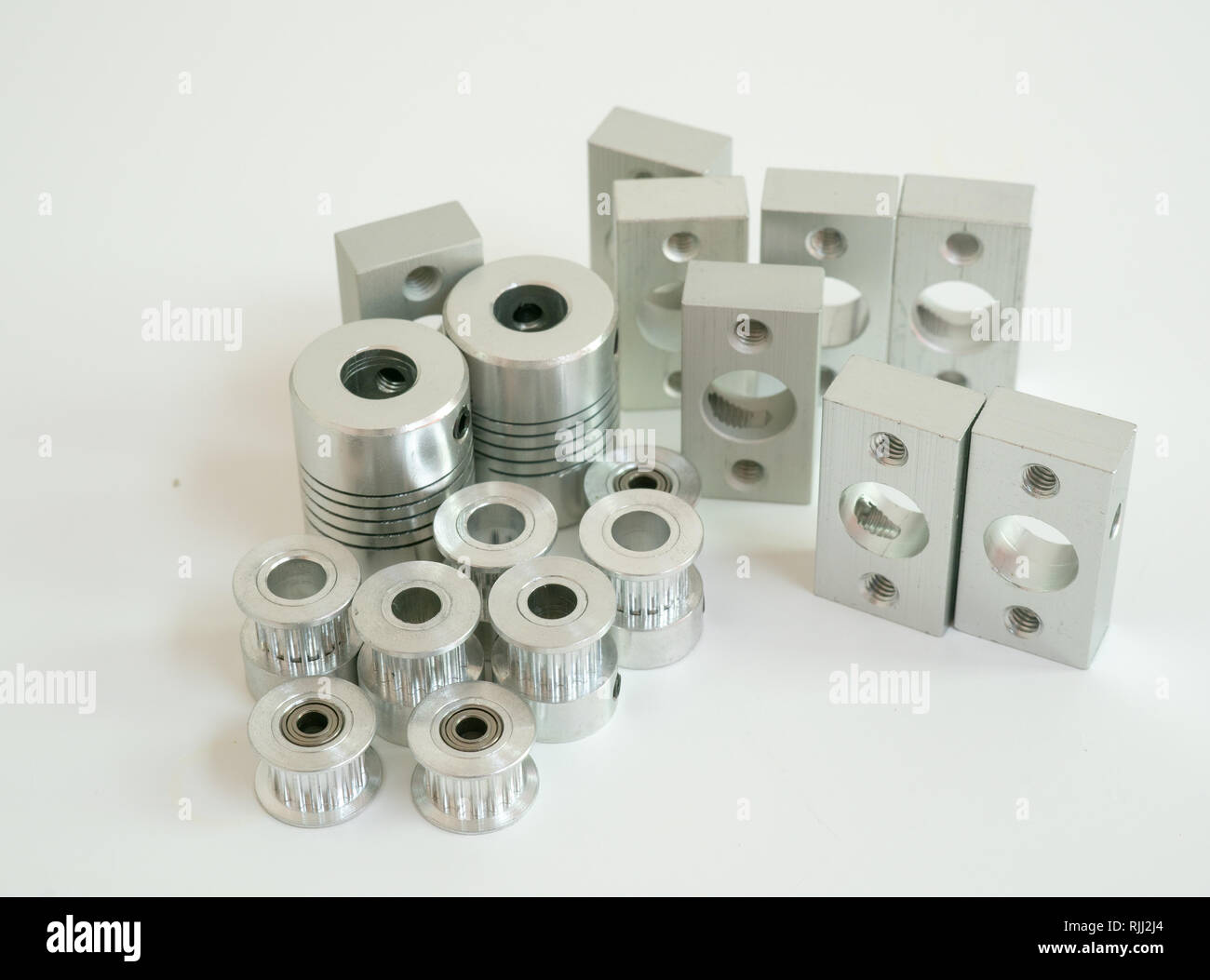 Metal parts for the assembly of the robot on white background Stock ...