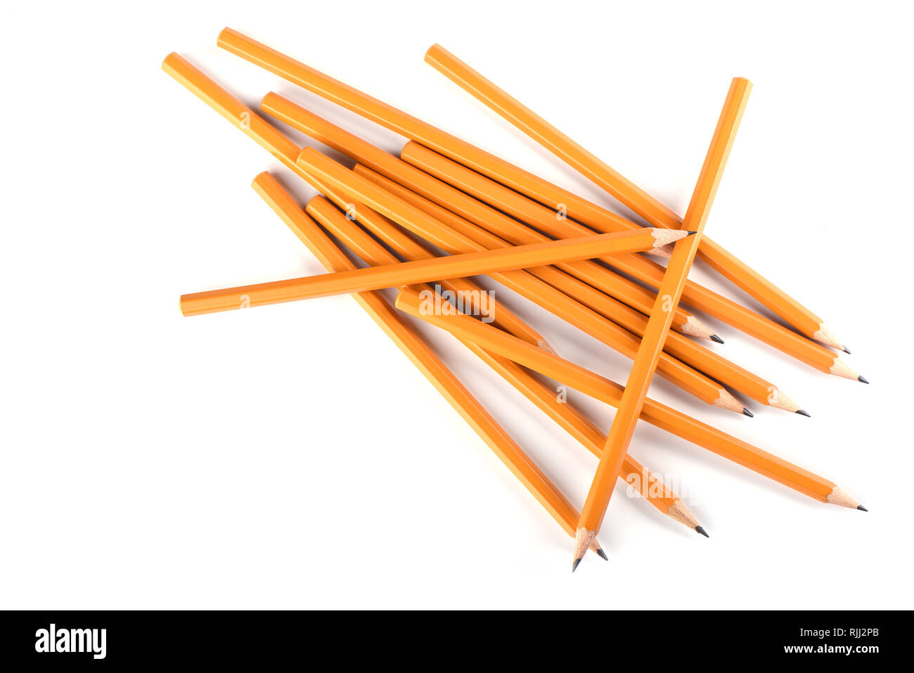 Yellow pencils isolated on white background. Stationery concept Stock ...