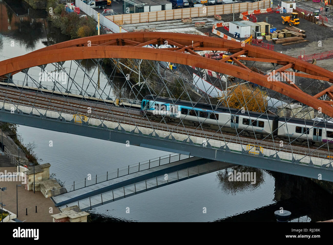 TPE, Trans Pennie Express service on Ordsall Chord bridge crossing the ...