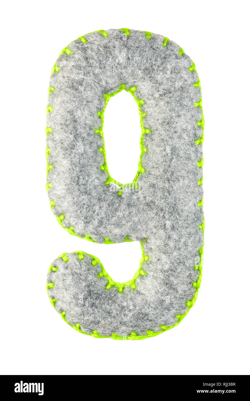 Number 9. Hand made number Nine from grey felt isolated on white ...