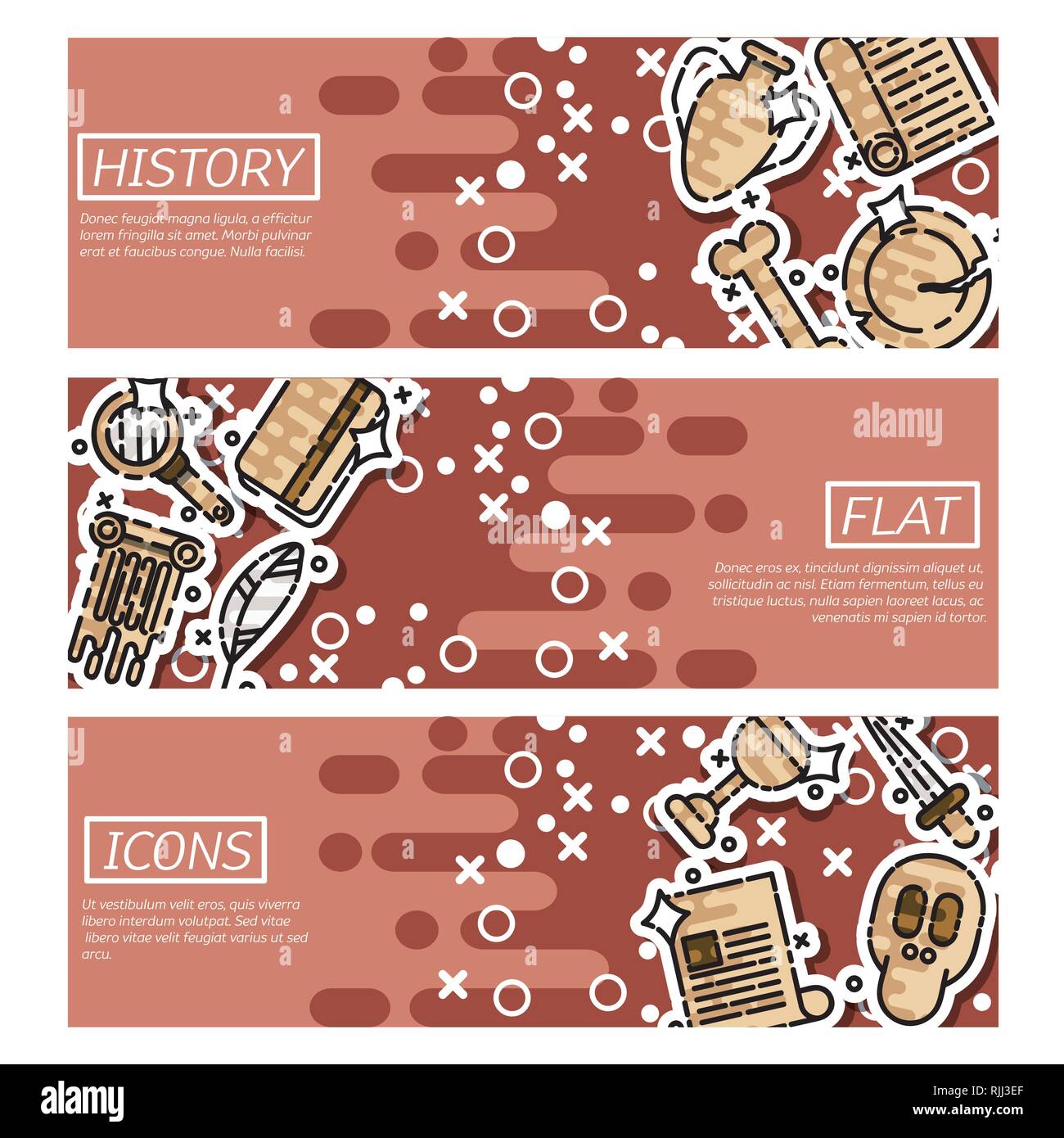 Set of Horizontal Banners about history. Vector illustration, EPS 10 ...