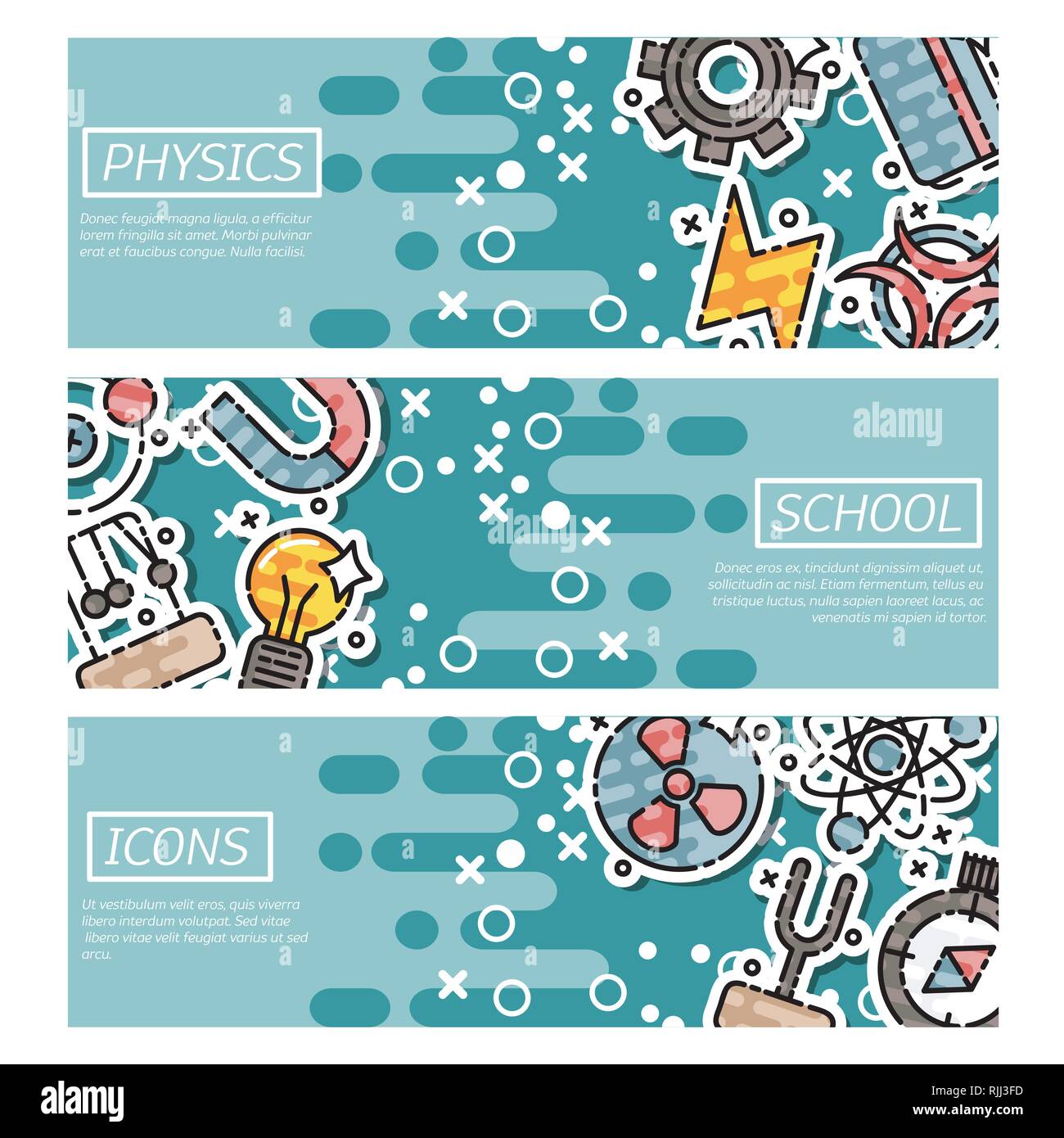 Set of Horizontal Banners about physics. Vector illustration, EPS 10 ...