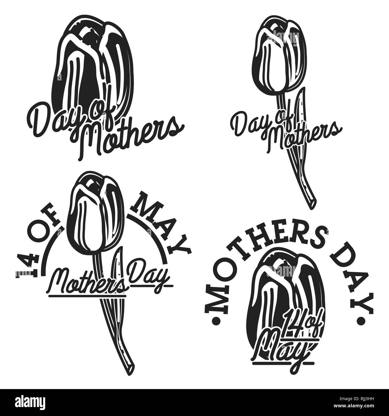 Happy mothers day emblems. Design insignias logotypes set. Vector ...