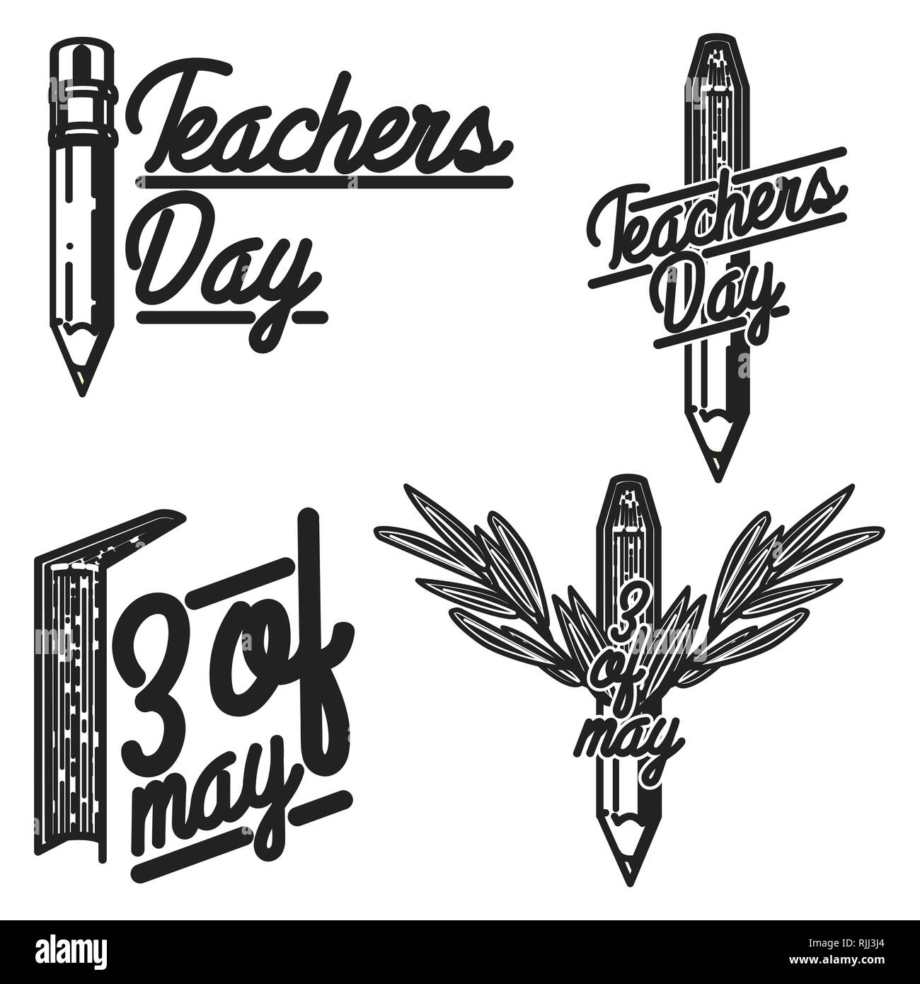 Teachers day emblems set. School and education logos. Sign vintage ...