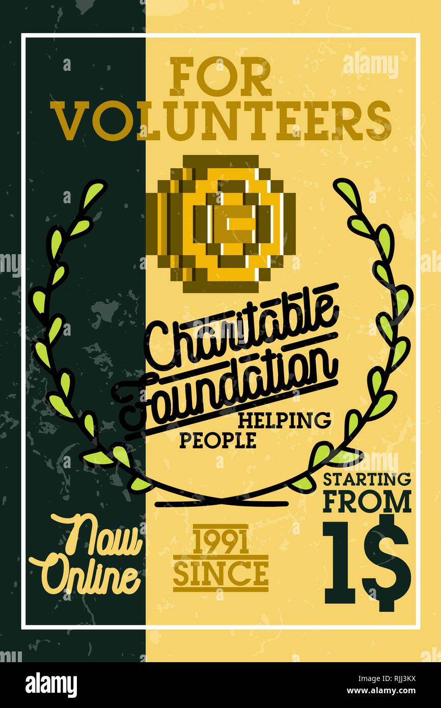 Color vintage charitable foundation banner with give love and peace ...