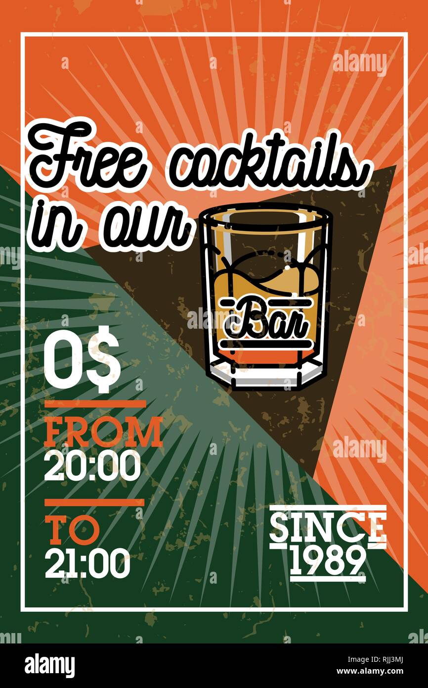 Color vintage bar banner with design elements. Vector illustration, EPS ...