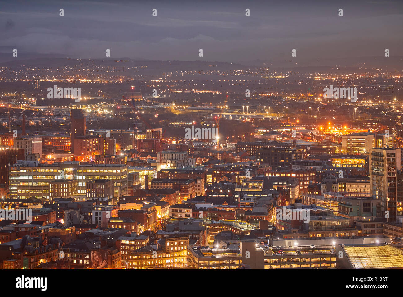 Manchester night aerial hi-res stock photography and images - Alamy