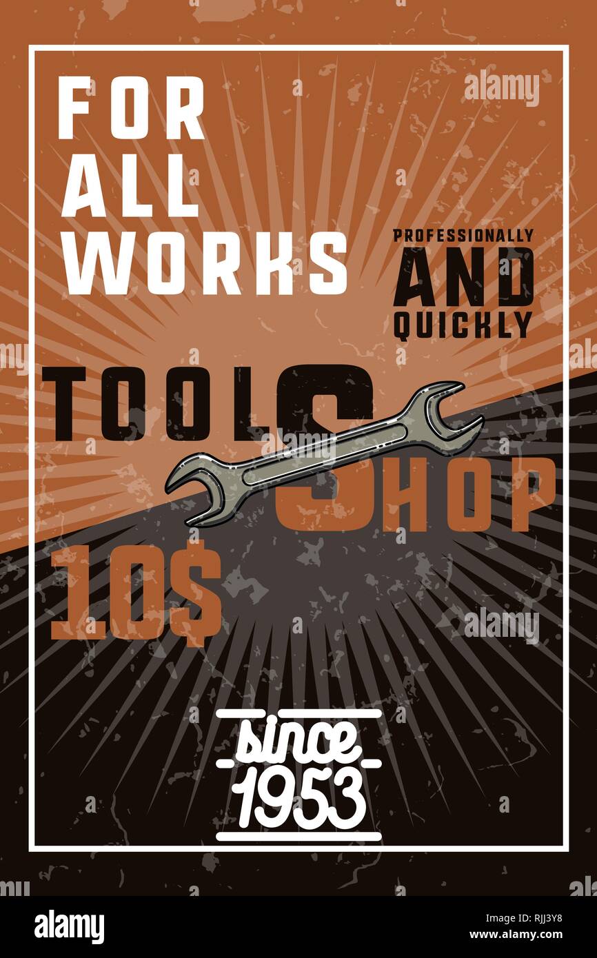 Color vintage tools shop banner. Vector illustration, EPS 10 Stock ...