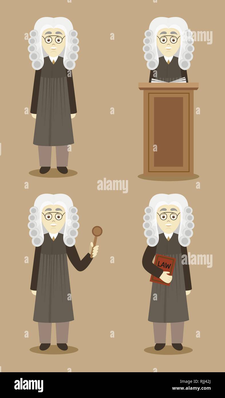 Hand drawn legal judge set. Law concept. Vector illustration, EPS 10 ...