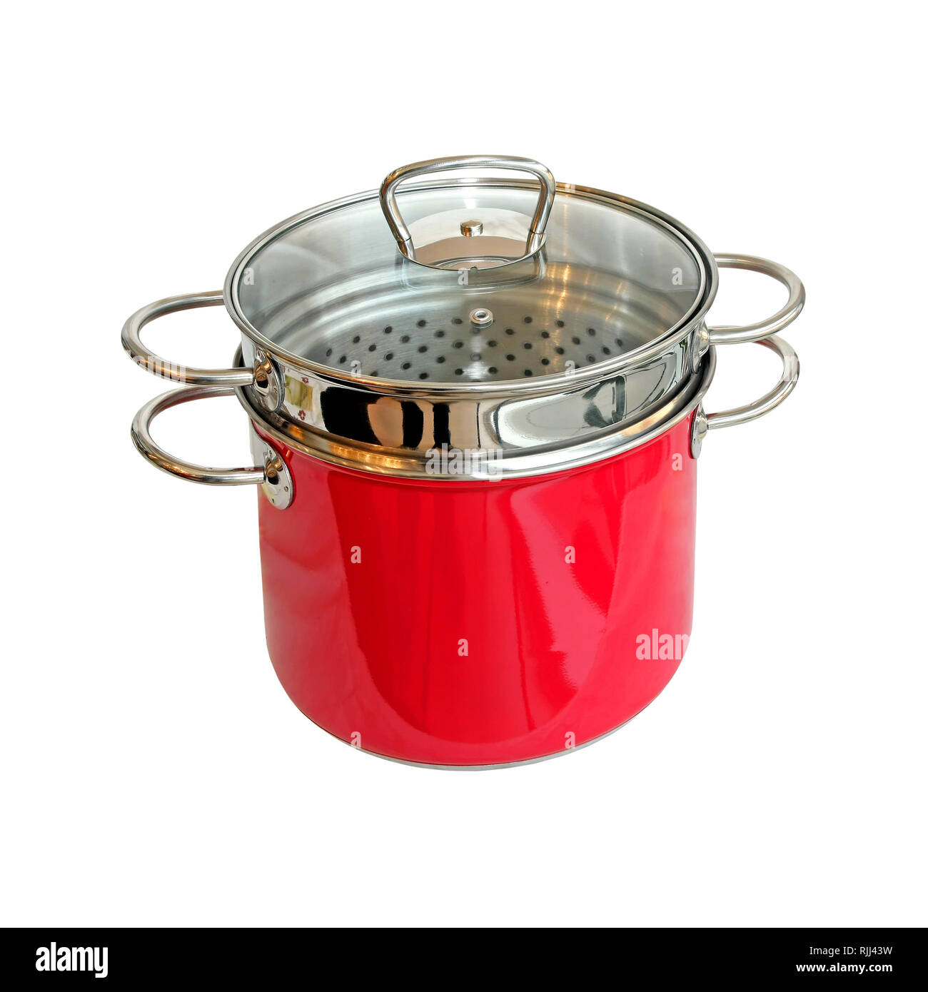 Spaghetti pot with strainer isolated with clipping path Stock Photo - Alamy