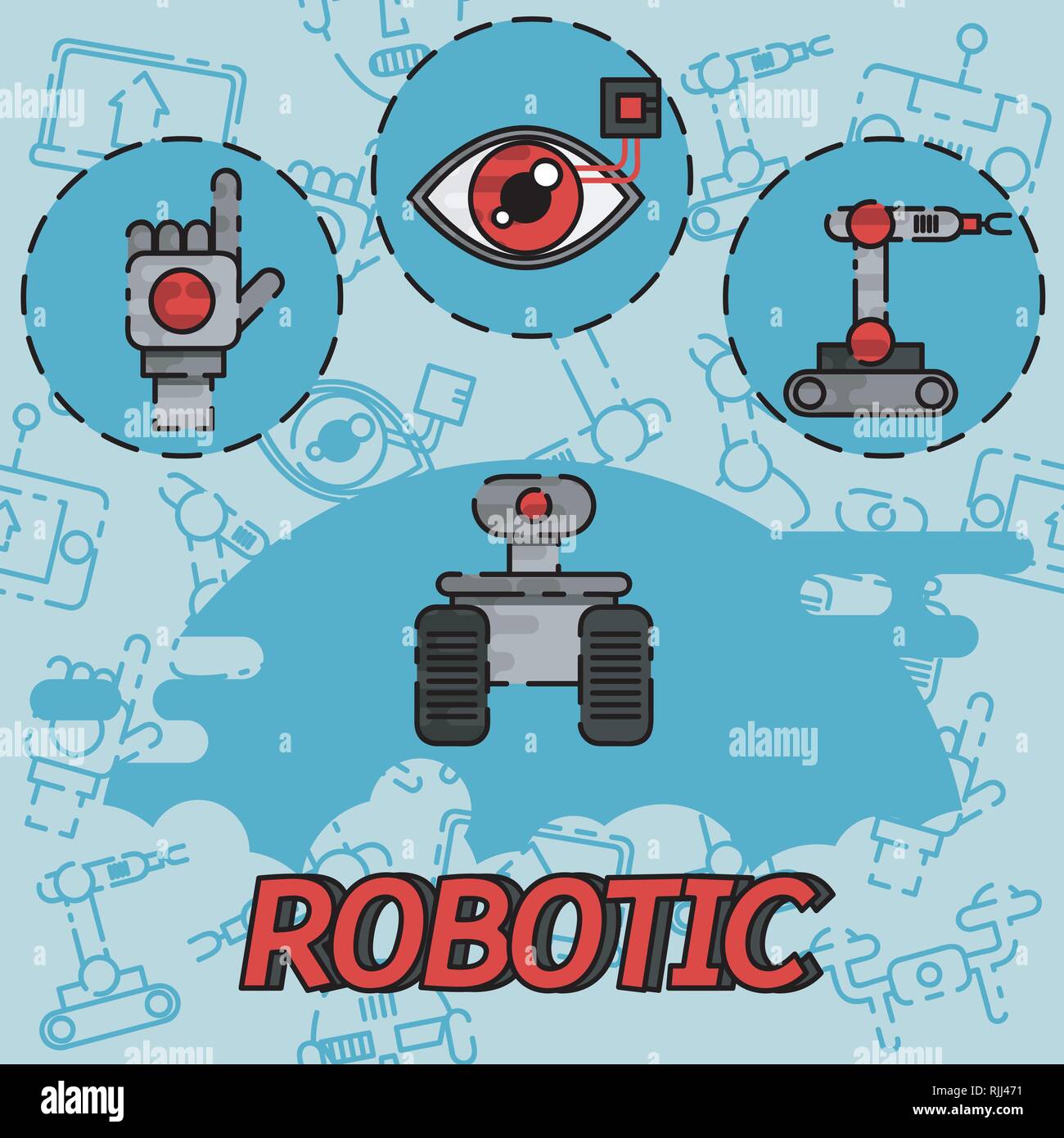 Robotic flat concept icons. Vector illustration, EPS 10 Stock Vector ...